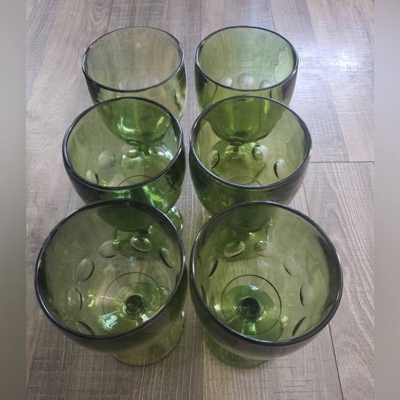 Dining | Vintage Green Thumbprint Bartlett Collins Goblet Set Of 6 ...